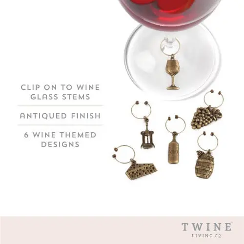 TWINE Vineyard Wine Charms Set Of 6