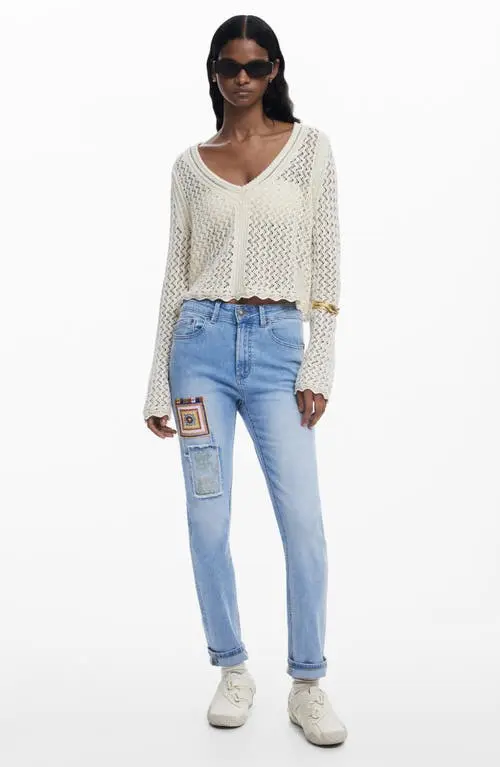 Desigual Embroidered Patch Skinny Jeans