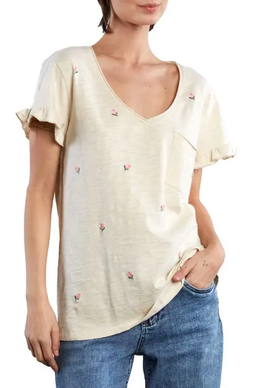 BILLY T Rosey Frill Sleeve T-shirt - Iced Latte
