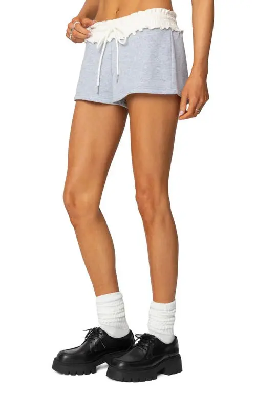 EDIKTED Isolde Ruffle Waist Sweat Shorts