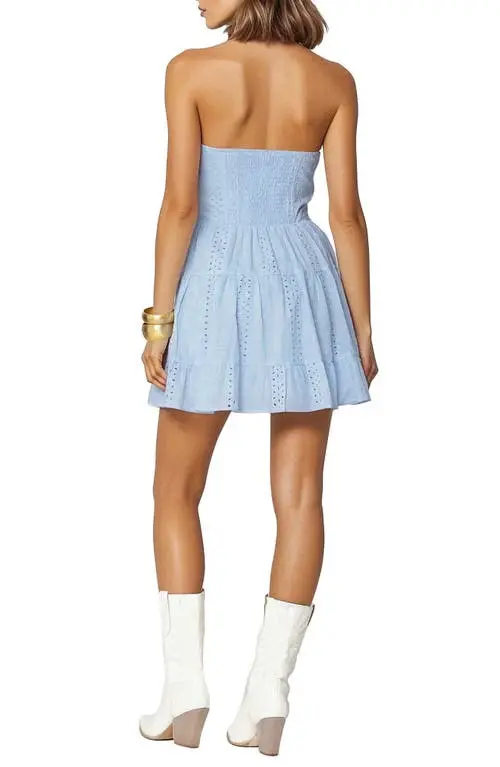 EDIKTED Liora Eyelet Mini Dress - Light-blue