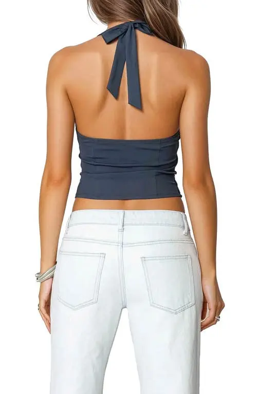 EDIKTED Peekaboo Lace Halter Corset Top