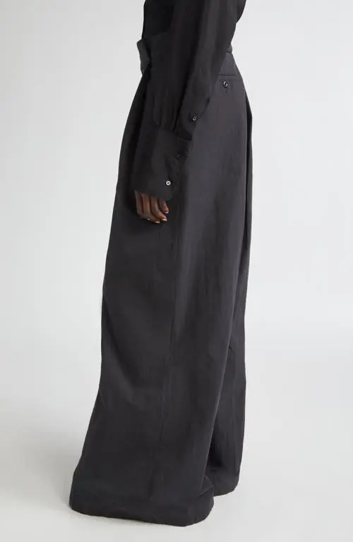 MAISON MARGIELA Pleated Wide Leg Trousers - Black