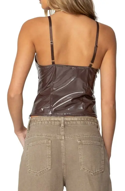 EDIKTED Carmie Vinyl Camisole - Brown