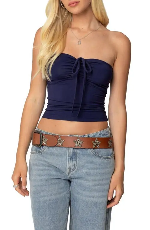 EDIKTED Annelise Strapless Tube Top - Navy