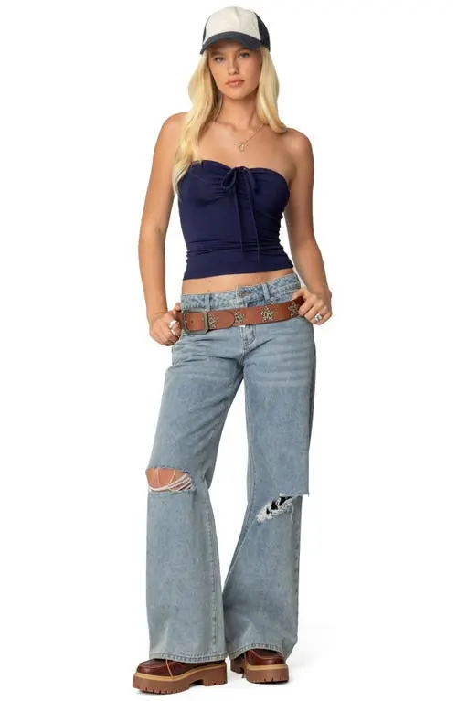 EDIKTED Annelise Strapless Tube Top - Navy
