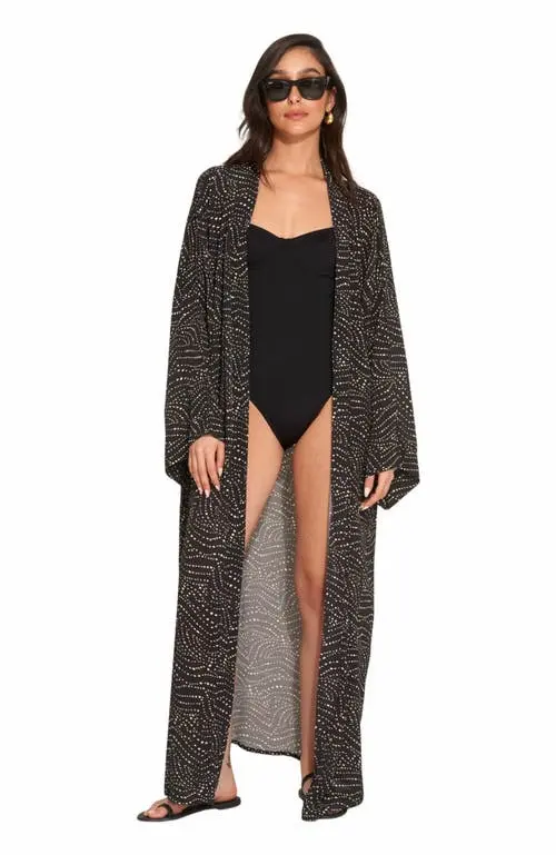 GOTTEX BEACH LIFE Issey Swim Cover Up Kimono - Blk/brwn
