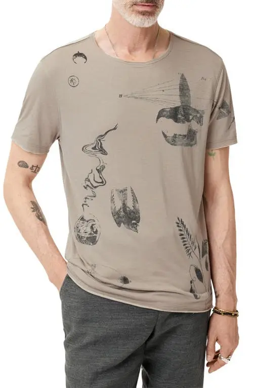 John Varvatos Raw Edge Double Layer Doodle Print T-shirt