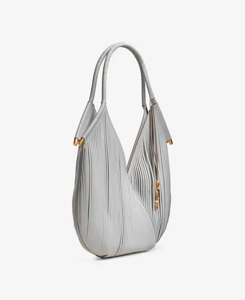 Donna Karan New York Baldwin Lasercut Shoulder Bag With Fringe And Gold-tone Hardware - Zinc