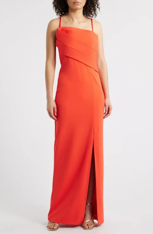 Vince Camuto Drape Neckline Sleeveless Gown - Poppy