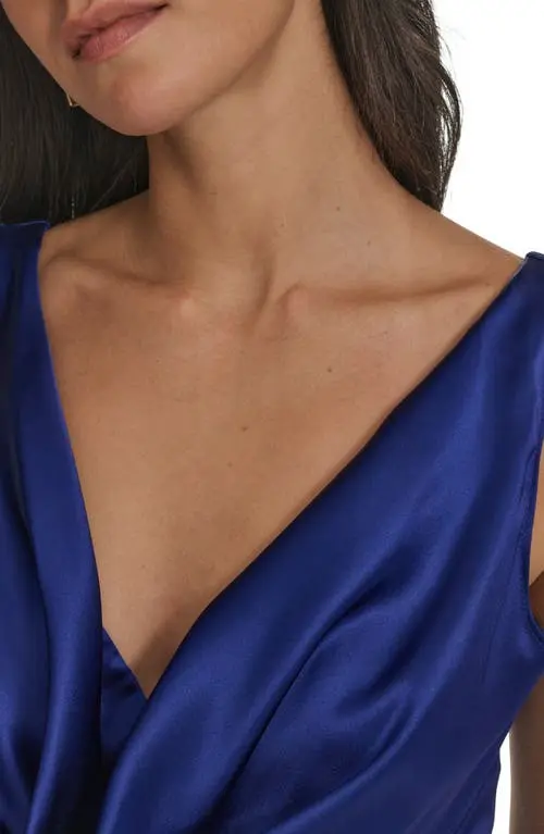 Vince Camuto Draped Neck Satin Gown