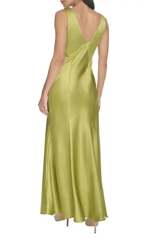 Vince Camuto Draped Neck Satin Gown - Pear