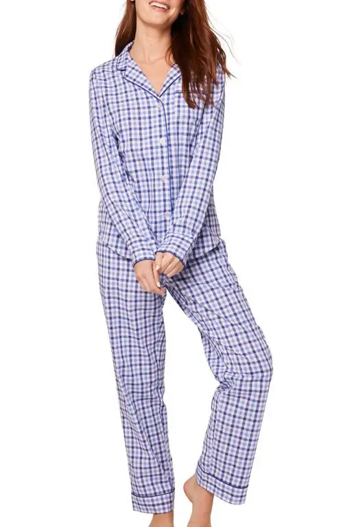 PETITE PLUME Gingham Brushed Cotton Twill Pajamas - Blue