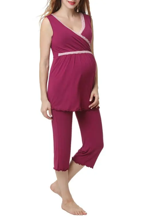 KIMI + KAI Penny Maternity/nursing Pajamas Set - Deep Berry