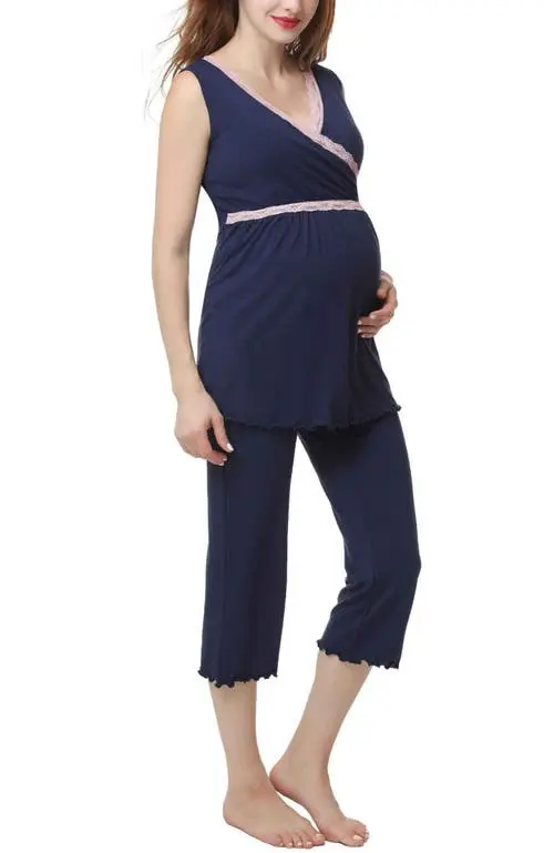 KIMI + KAI Penny Maternity/nursing Pajamas Set - Navy