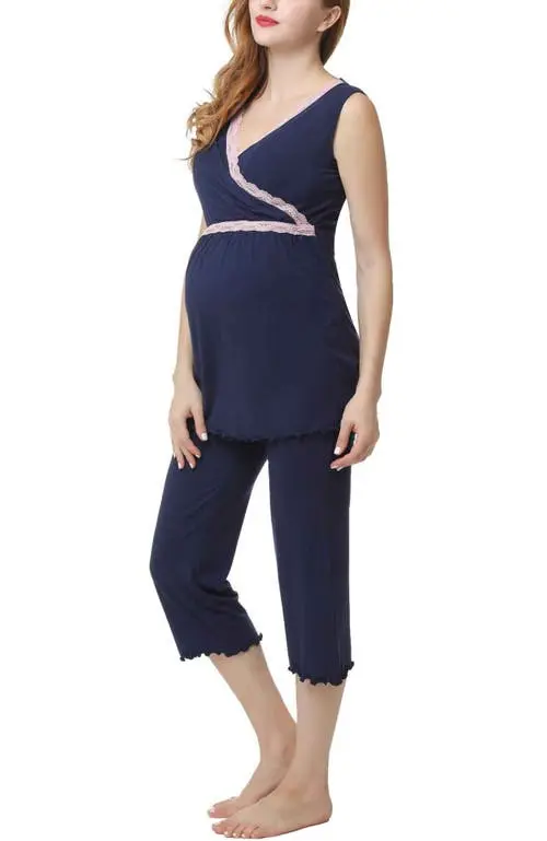 KIMI + KAI Penny Maternity/nursing Pajamas Set - Navy