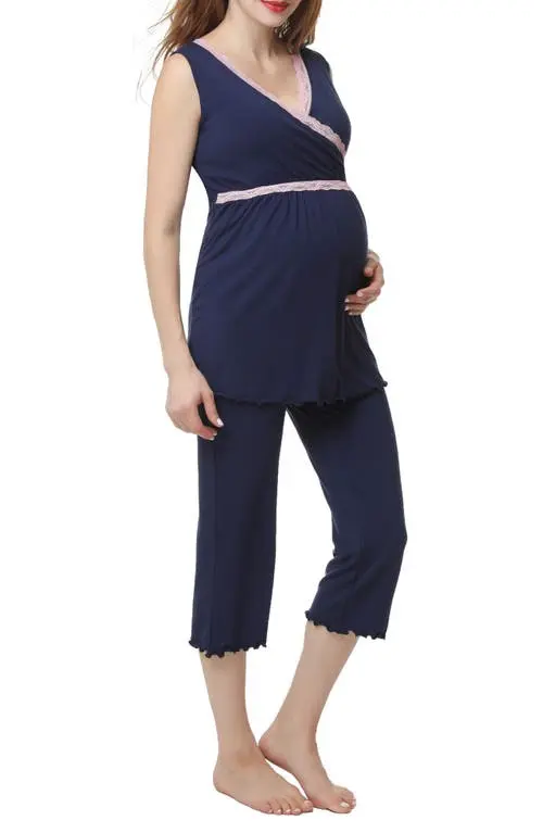 KIMI + KAI Penny Maternity/nursing Pajamas Set - Navy