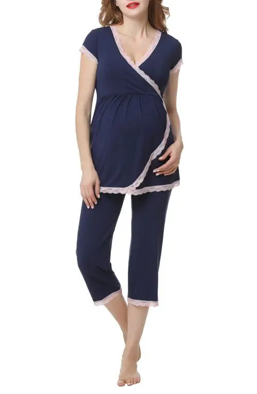 KIMI + KAI Cindy Maternity/nursing Pajamas Set - Navy