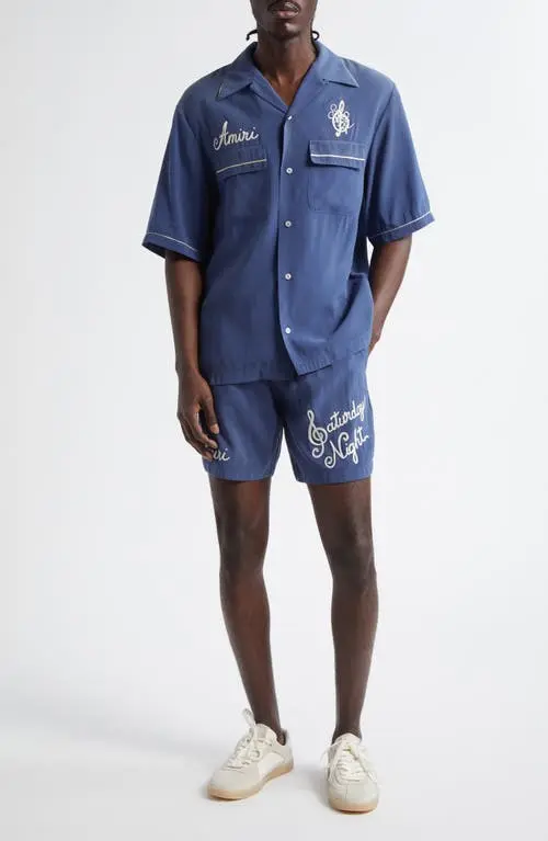 未使用 Amiri サタデーナイト キャンプ シャツ　amstca1118 Amiri Saturday Night Camp Shirt In Navy - 55% Off | Editorialist
