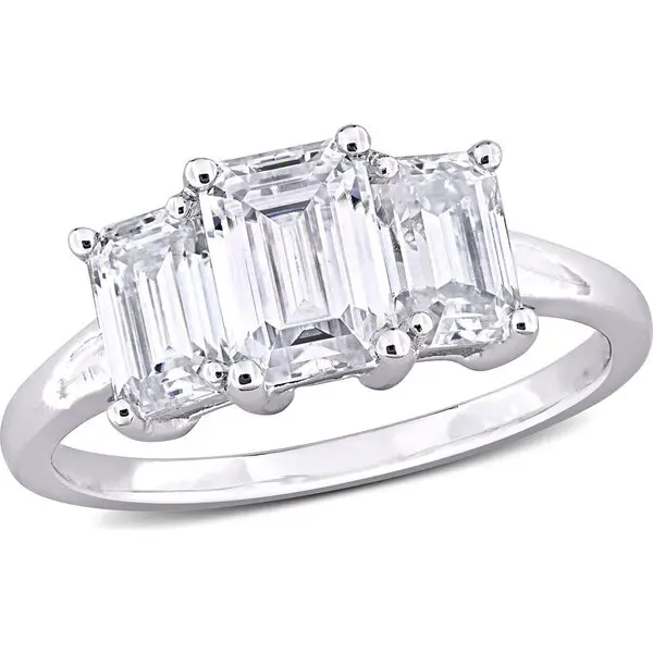JULIANNA B. Emerald Cut Moissanite 3-stone Ring - Sterling Silver