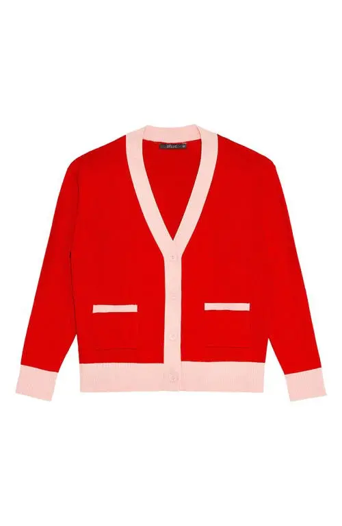 Deluc Déluc. Lisboa Contrast Trim Cardigan - Red With Pink Details