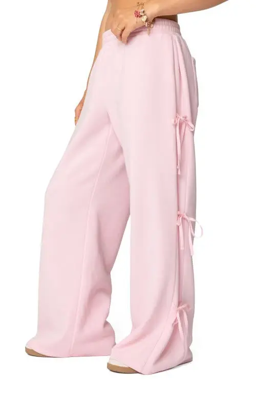 EDIKTED Claudette Bow Wide Leg Sweatpants - Pink