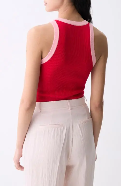 Deluc Déluc. Lisboa Contrast Trim Rib Sweater Tank - Red With Pink Details
