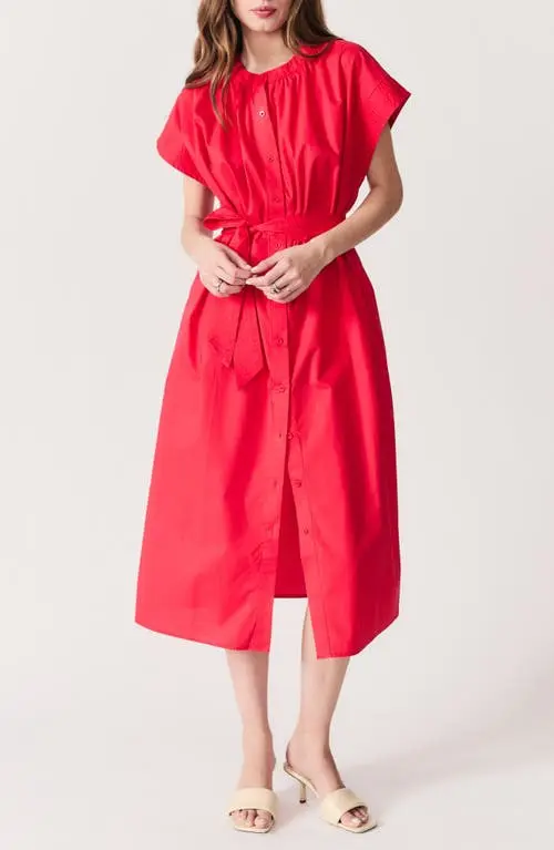 Deluc Déluc. Cancela Cap-sleeve Cotton Poplin Shirtdress - Red