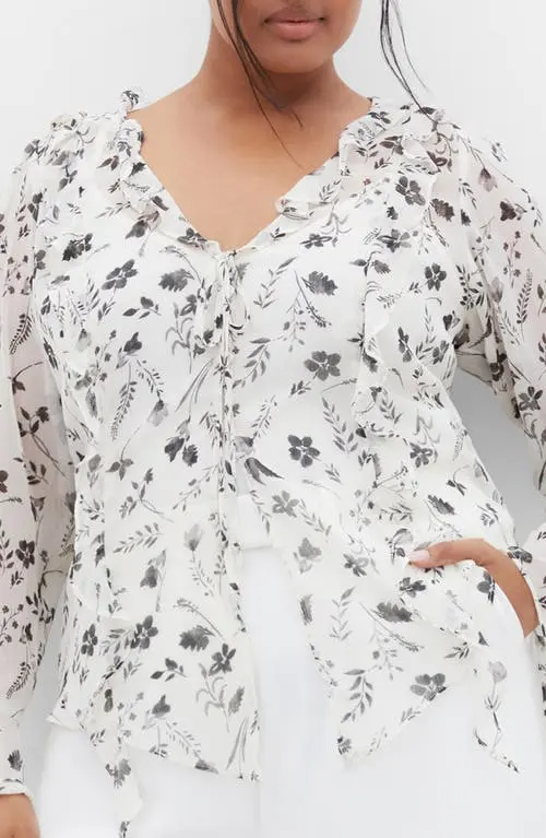 City Chic Floral Ruffle Top - Aria Mono
