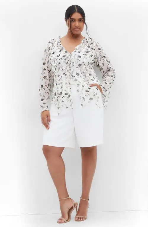 City Chic Floral Ruffle Top - Aria Mono