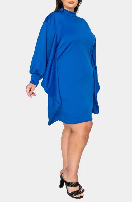 L I V D Alivera Cocoon Mock Neck Satin Minidress