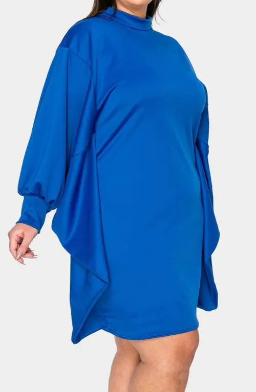 L I V D Alivera Cocoon Mock Neck Satin Minidress
