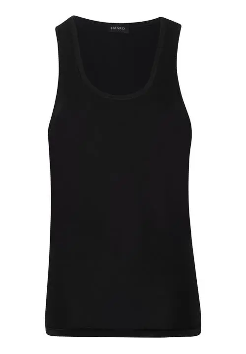 Hanro Cotton Superior Fitted Cotton Tank Top - Black