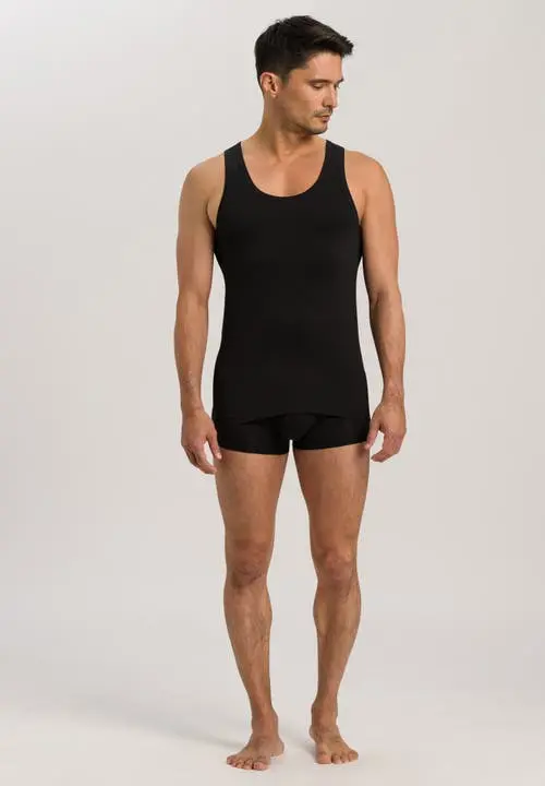 Hanro Cotton Superior Fitted Cotton Tank Top - Black