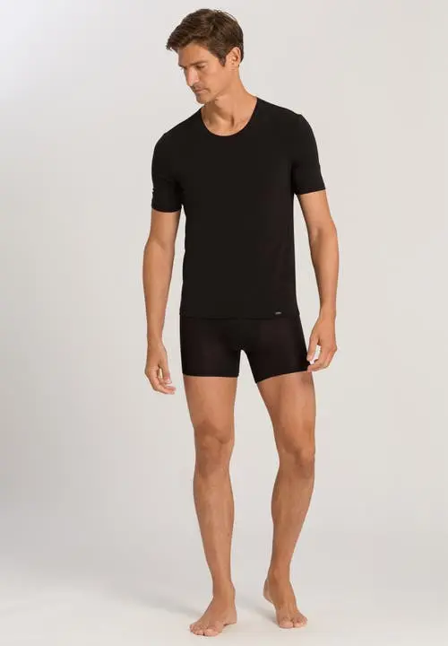 Hanro Natural Function Tencel™ And Cotton Fitted Crew Neck T-shirt - Deep Black