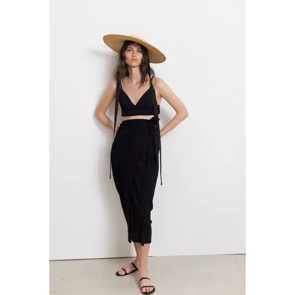 GOTTEX Resort Pola Wrap Swim Cover Up Skirt - Black