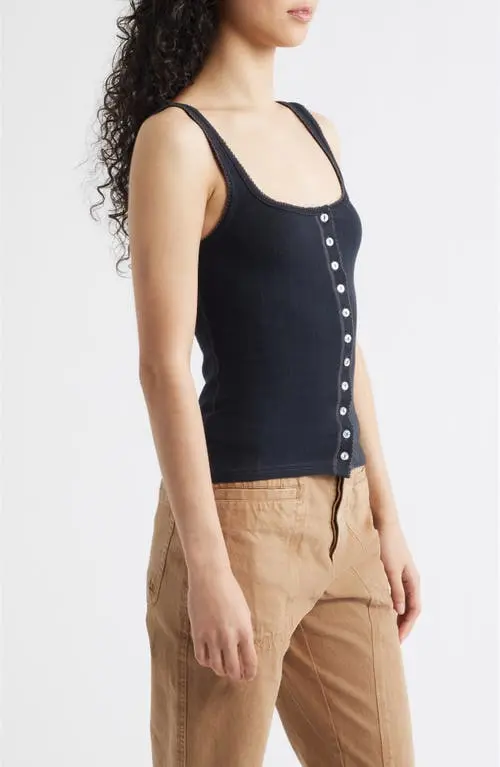 Free People Pointelle Button-up Tank - Black