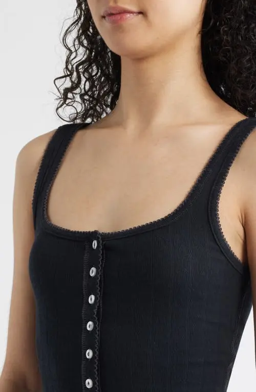 Free People Pointelle Button-up Tank - Black
