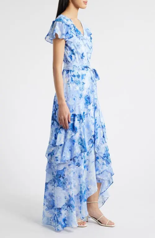 Eliza J Asymmetrical Ruffle Maxi Dress In Periwinkle - 60% Off |  Editorialist