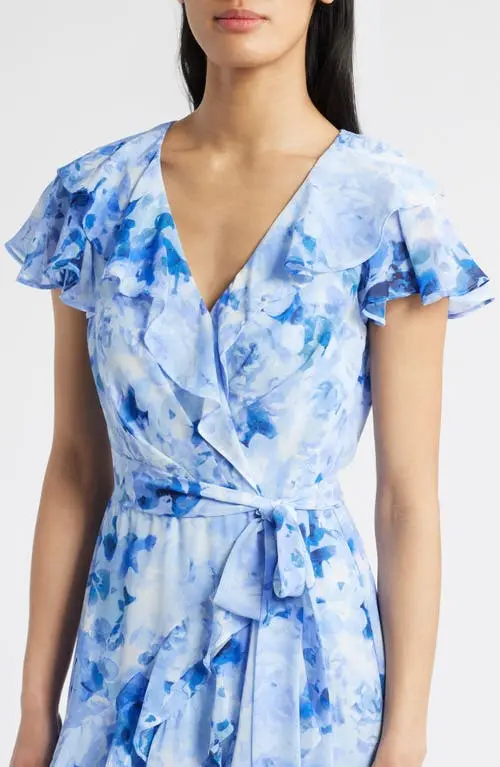 Eliza J Asymmetrical Ruffle Maxi Dress In Periwinkle - 60% Off |  Editorialist