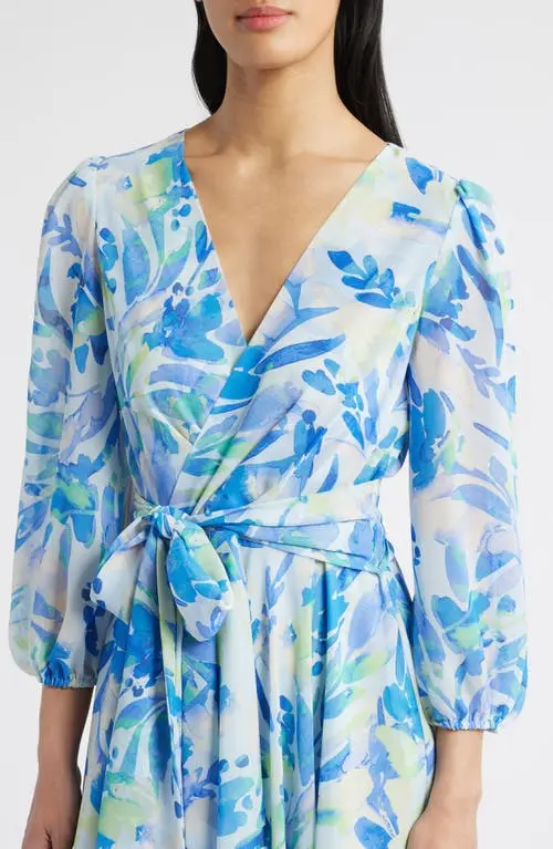 Eliza J Floral Print Long Sleeve Maxi Dress In Blue - 45% Off | Editorialist