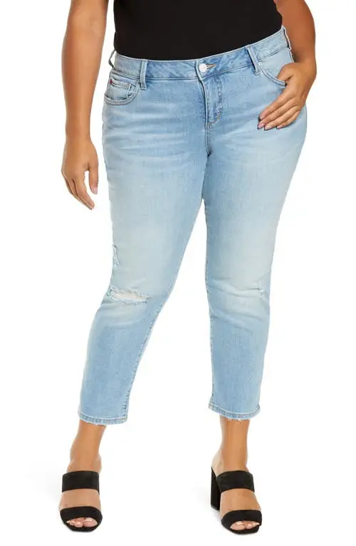 SLINK JEANS Distressed Crop Boyfriend Jeans