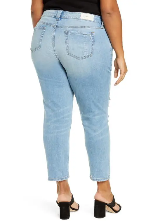 SLINK JEANS Distressed Crop Boyfriend Jeans