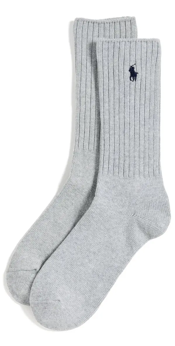 Polo Ralph Lauren Cotton Rib Crew Socks - Light Heather Grey