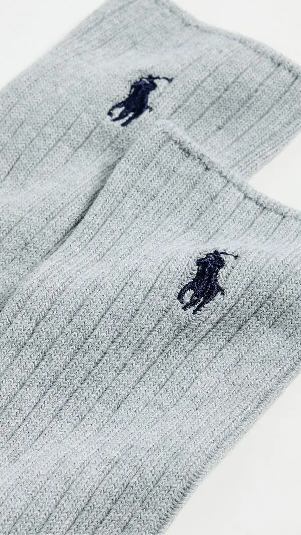Polo Ralph Lauren Cotton Rib Crew Socks - Light Heather Grey