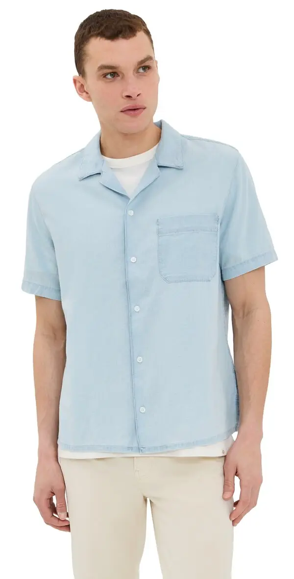 FRAME Chambray Camp Collar Shirt - Herald