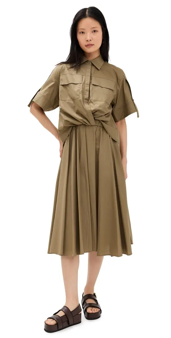 MEIMEIJ Oversized Button-down Ruched Dress