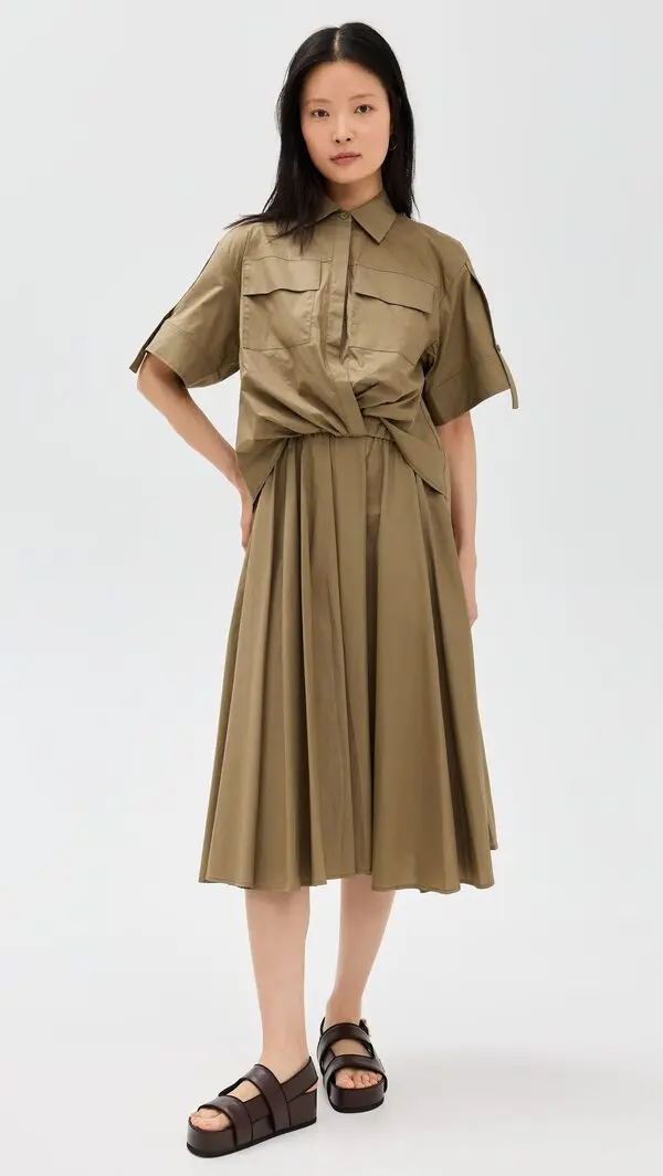 MEIMEIJ Oversized Button-down Ruched Dress