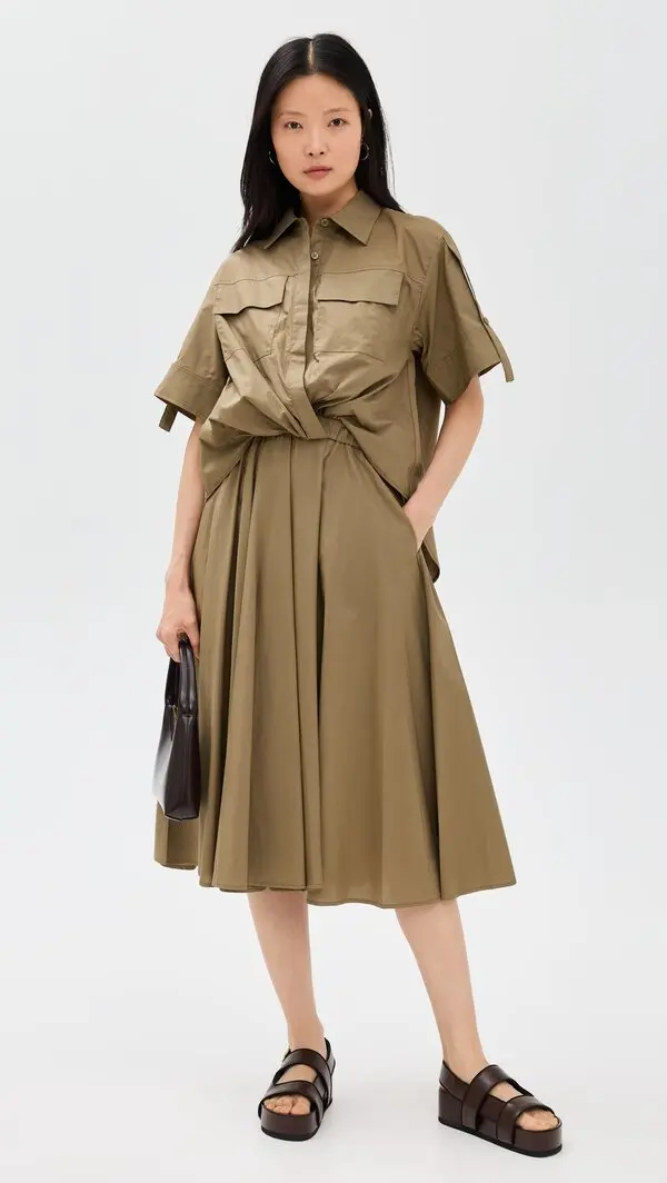 MEIMEIJ Oversized Button-down Ruched Dress