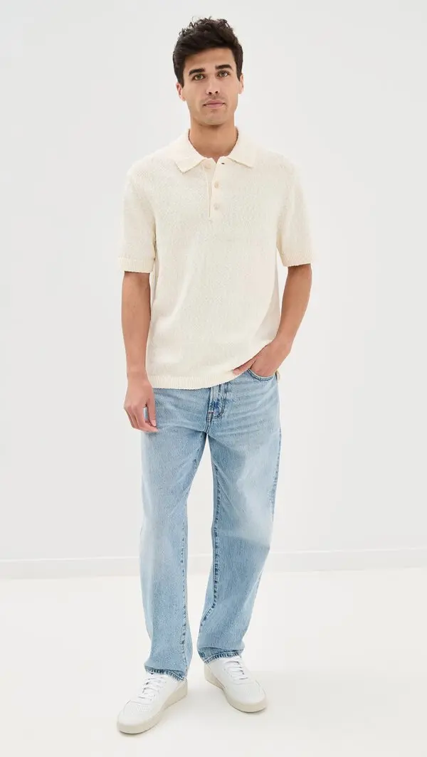 Nn07 Randy Boucle Knit Polo - Ecru